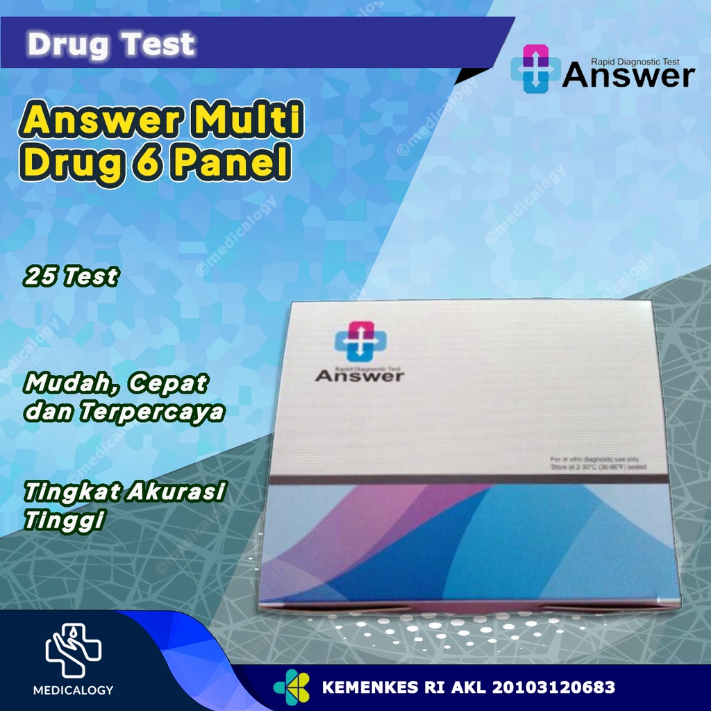 Jual ANSWER MULTI DRUG 6 PANEL (amp/mop/thc/bzo/met/coc) (PER BOX ...