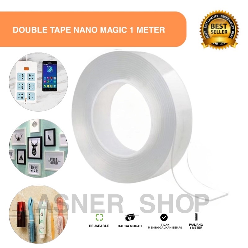 Jual Double Tape Nano Magic 1 / 3 / 5 Meter isolasi Bening Meter 3M ...