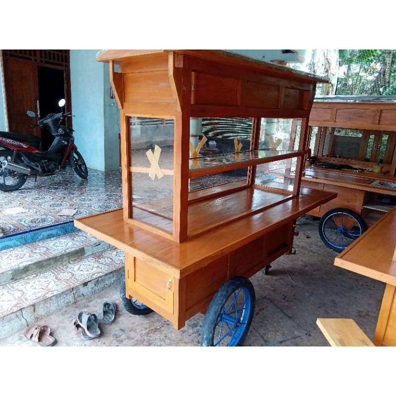 Jual gerobak warteng full kaca roda tiga free ongkir | Shopee Indonesia