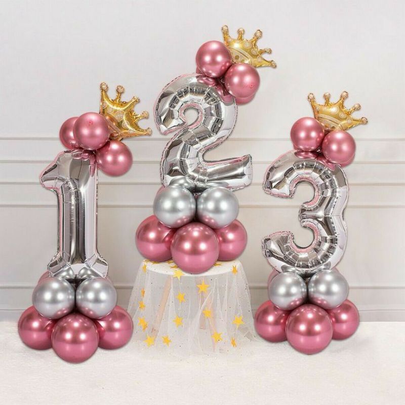 Jual paket standing Balon angka ulang tahun satu set ukuran 80 cm ...