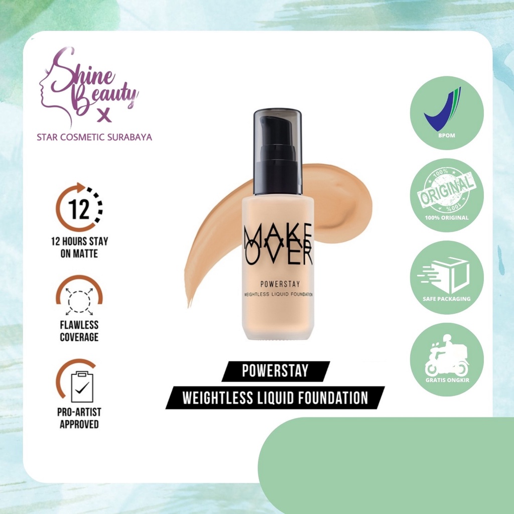 Jual Make Over Powerstay Weightless Liquid Foundation 33ml | Shopee ...