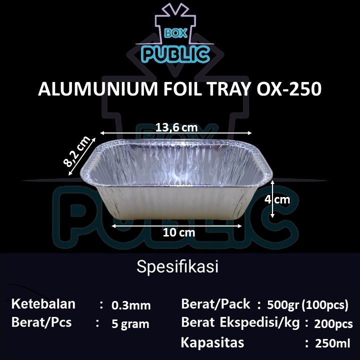 Jual Alumunium foil tray OX 250 + tutup / Aluminium OX-250 250ml | Shopee Indonesia