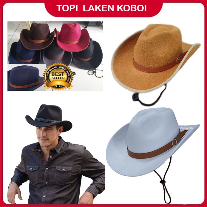 Jual TOPI KOBOI LAKEN GESPER KOBOY TALI COWBOY HAT | Shopee Indonesia