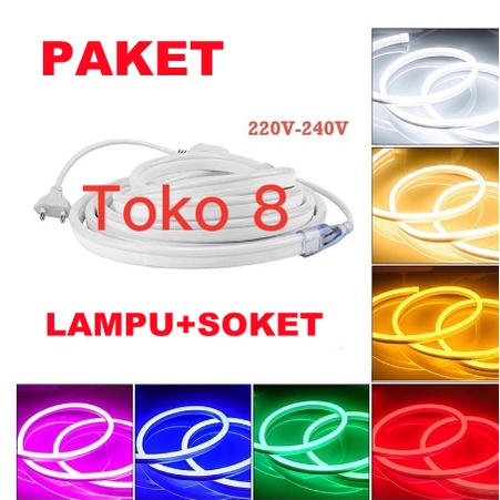 Jual PAKET LAMPU NEON FLEX 220v 1M 2M 3M 4M 5M 5 METER LED SELANG ...