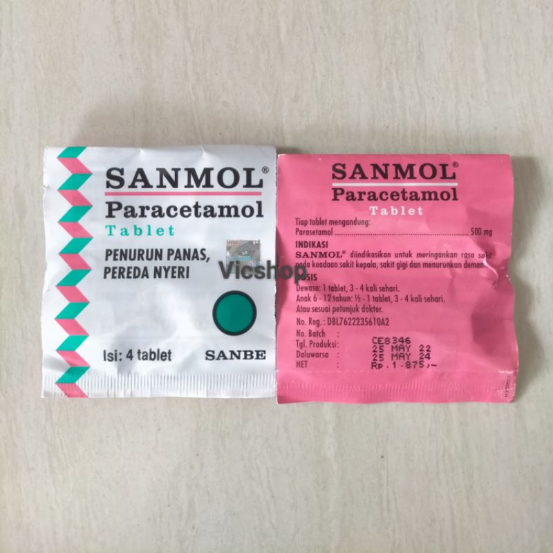 Jual SANMOL Paracetamol Tablet Penurun panas,demam,pereda nyeri ...