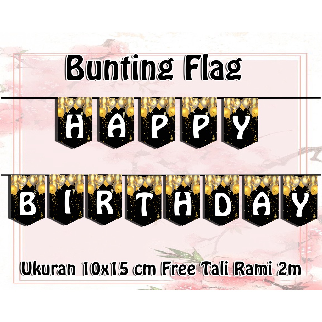 Jual 1 SET BUNTING FLAG HAPPY BIRTHDAY TEMA GOLD HITAM BALON | Shopee ...