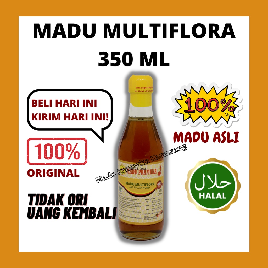 Jual MADU ASLI MADU ORIGINAL MADU PRAMUKA MULTIFLORA 350 ML | Shopee ...