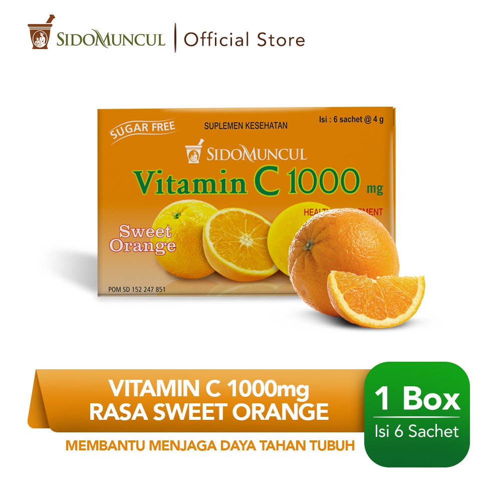 Jual SidoMuncul Vitamin C 1000 Serbuk Orange / Lemon 6's - Jaga Daya Tahan Tubuh Per Sachet ...