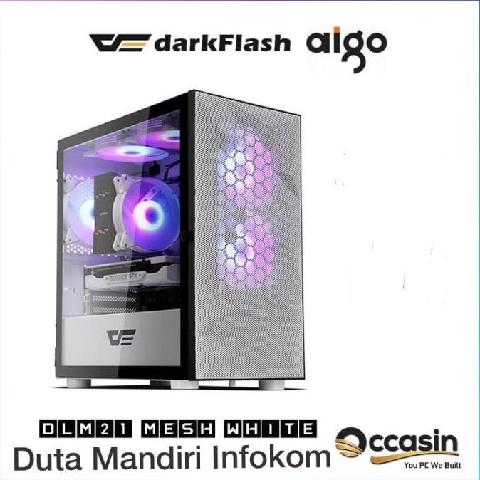 Jual Aigo Darkflash Dlm21 Mesh White - Tempered Glass Micro Atx Gaming ...