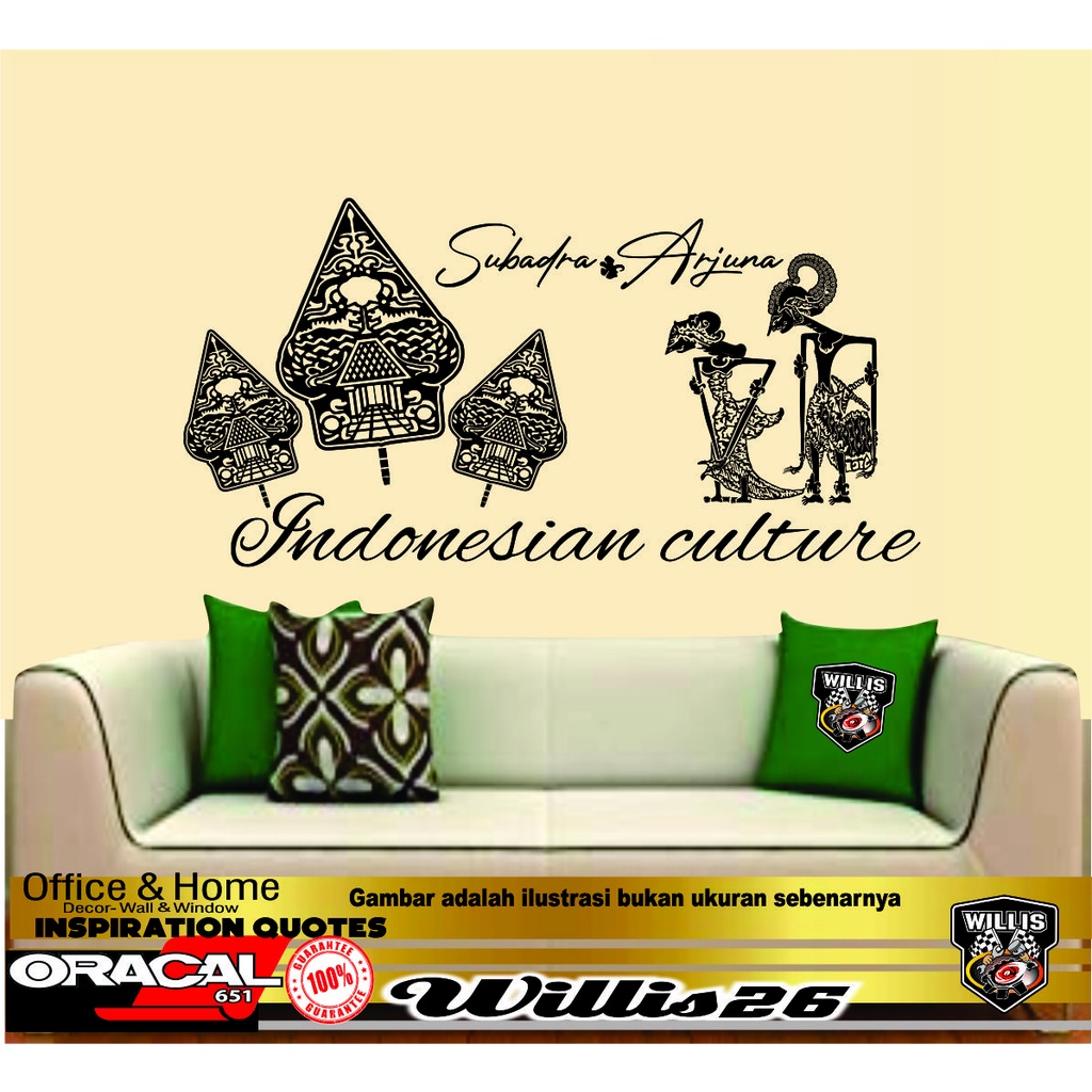 Jual Wall Stiker Cutting Wayang dewi subadra arjuna indonesian culture ...