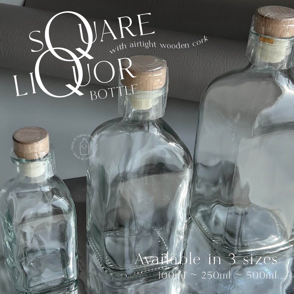 Jual Botol kaca liquor square bottle - botol kaca liquor kotak- tutup ...