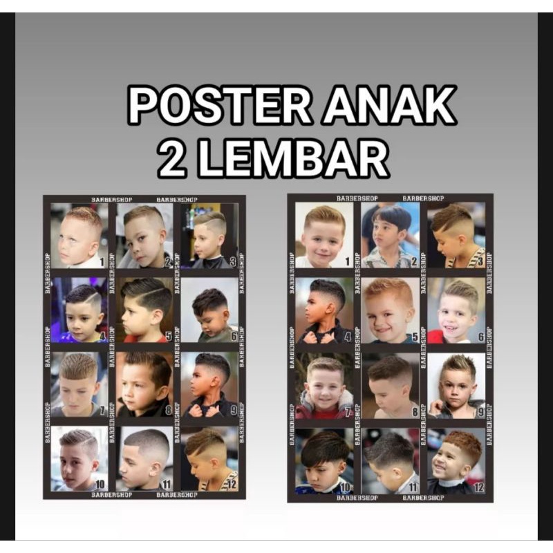 Jual 2 LEMBAR poster model rambut anak Poster barbersop / poster ...
