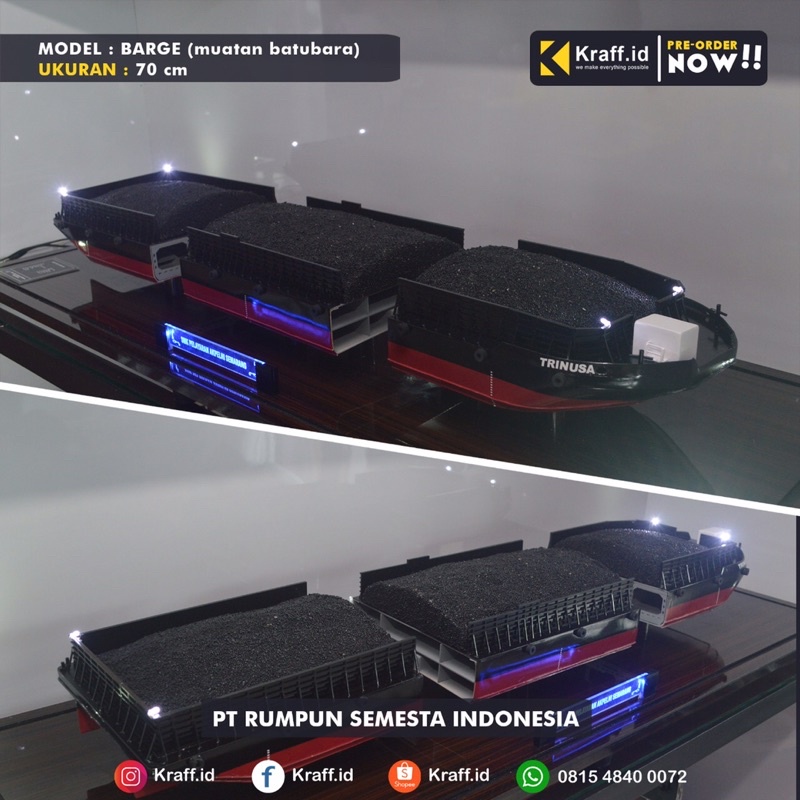 Jual (COD) MINIATUR KAPAL TONGKANG ATAU BARGE MODEL CUTOUT 70CM I Souvenir Hadiah koleksi dll ...