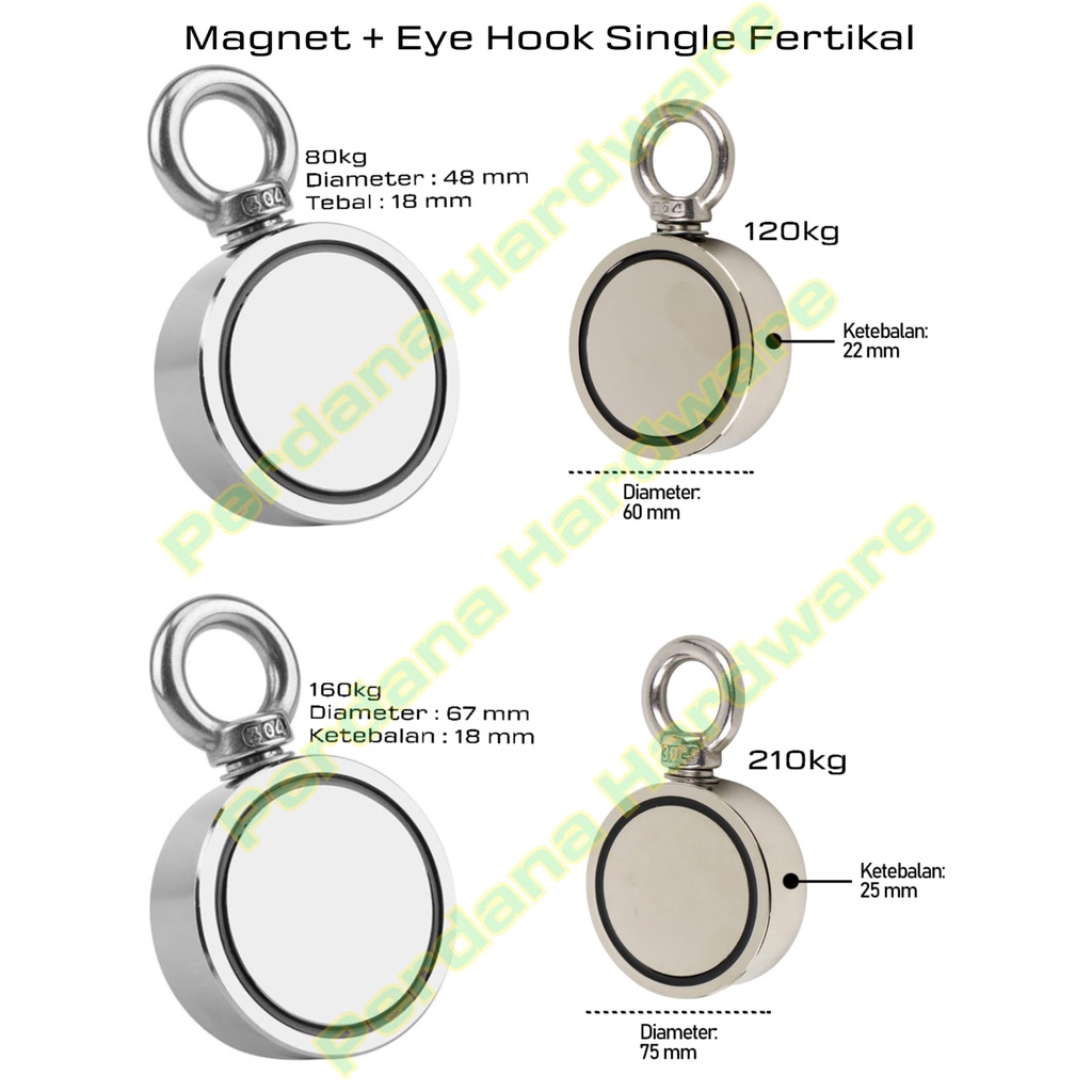 Jual Magnet Neodymium Ring Bulat Super Kuat 50kg - 195kg Gantungan ...