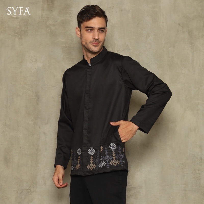 Jual Syfa Rahman - Baju Kemeja Koko Bordir Lengan Panjang Katun Zaki ...