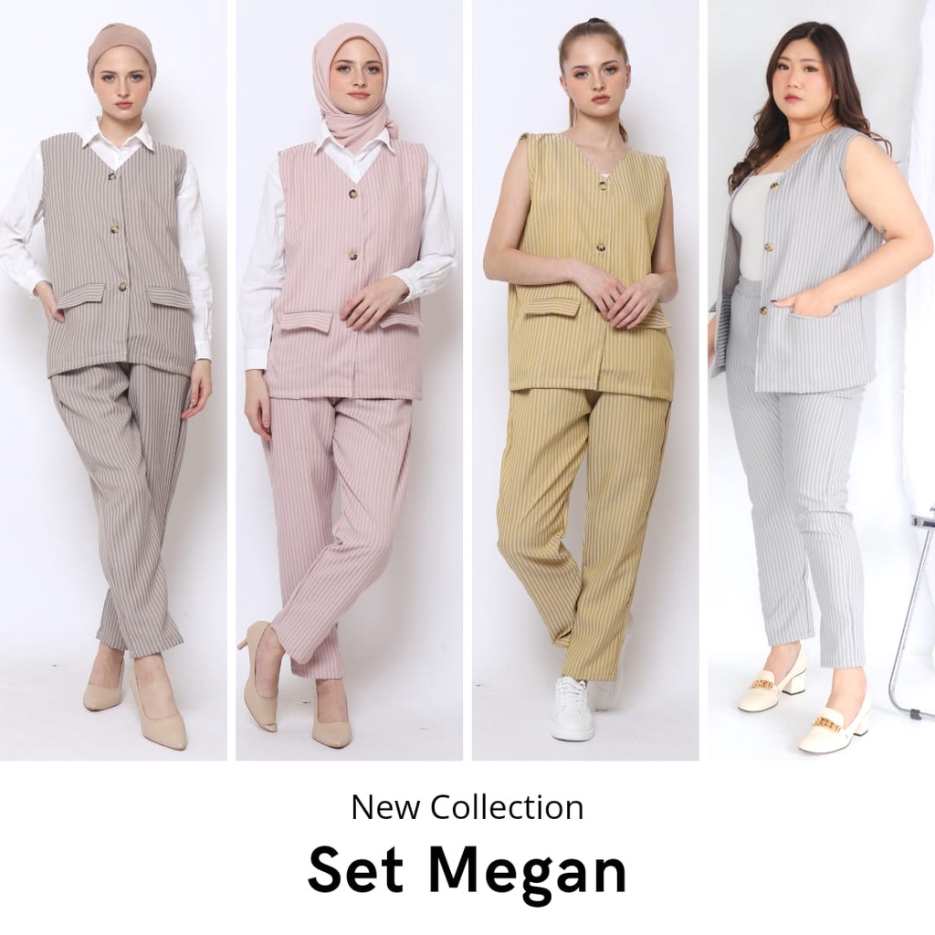 Jual Premium Setelan vest rompi celana Megan motif salur ada super ...