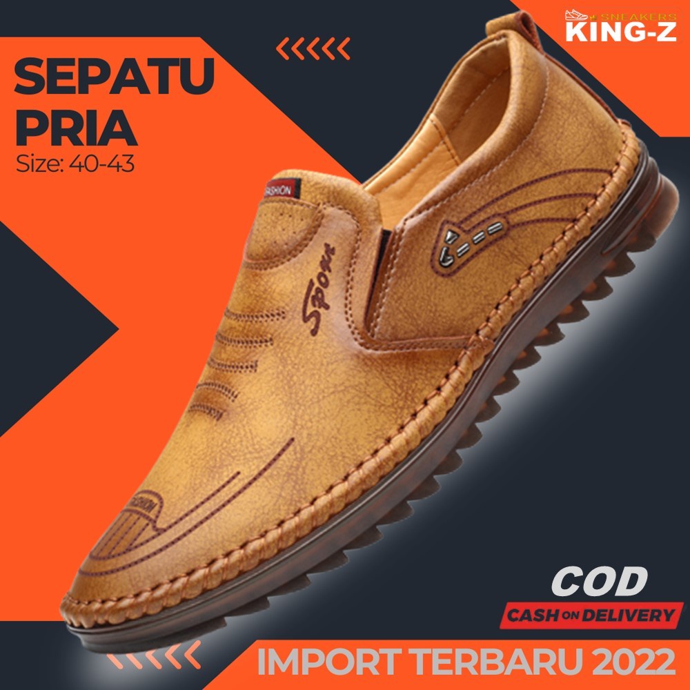 Jual Sepatu pantofel kerja kantor fashion pria slip on casual kulit ...