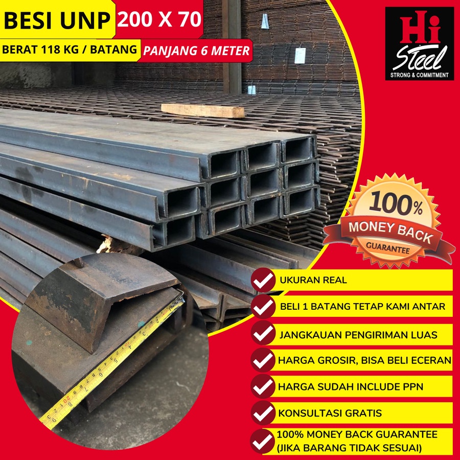 Jual Besi UNP 200 X 70 X 6.5mm X 6m | Shopee Indonesia