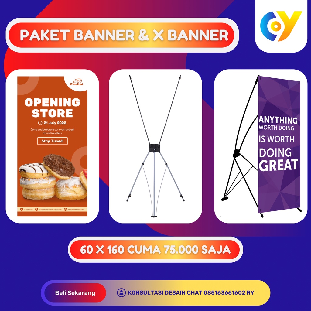 Jual CETAK BANNER & X BANNER 1 PAKET | Shopee Indonesia