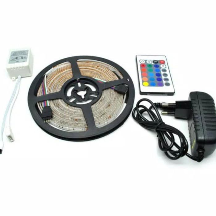 Jual LAMPU LED STRIP RGB 5 METER + ADAPTOR + REMOTE | Shopee Indonesia