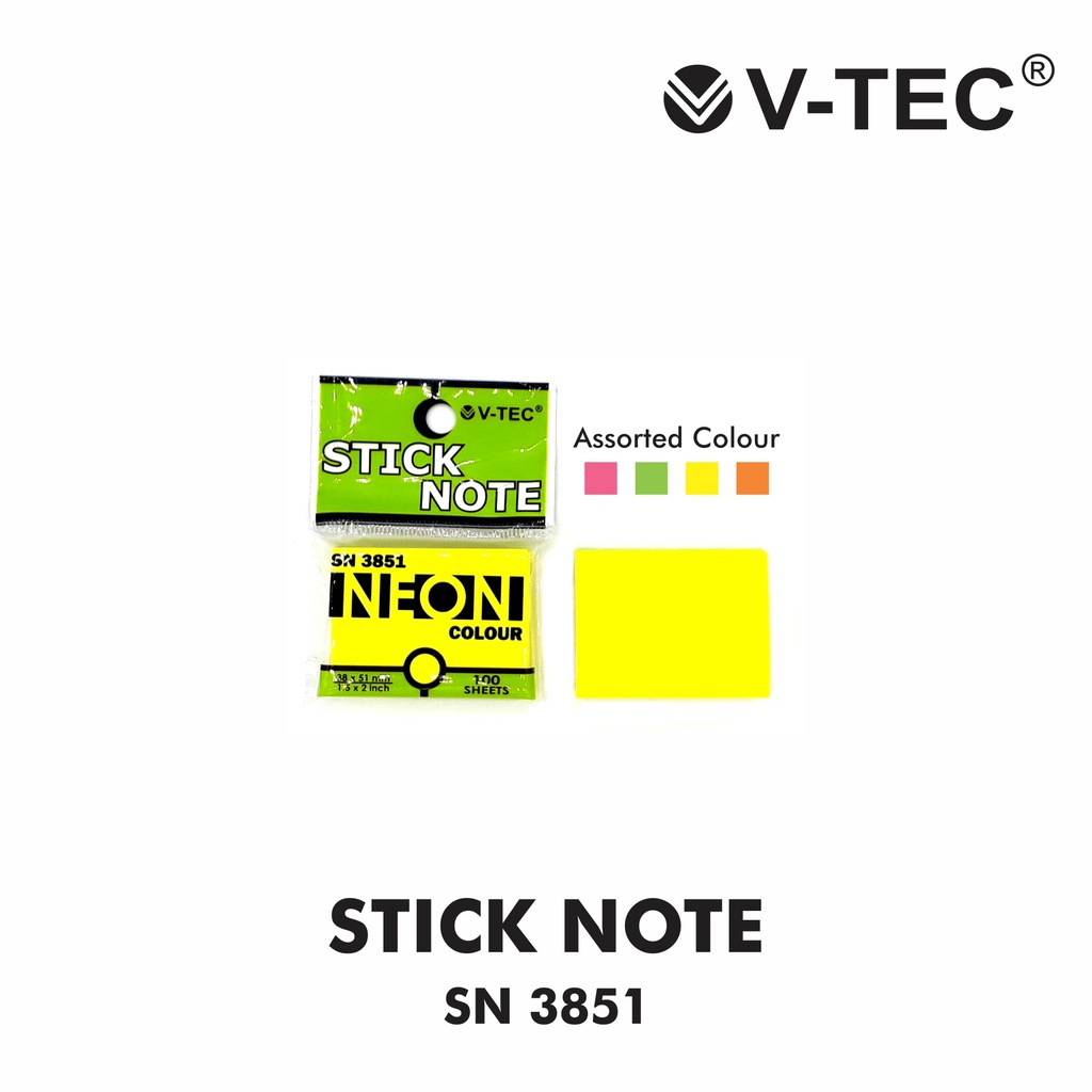 Jual V-TEC Sticky Notes SN 3851-1CLR Satu Warna | Shopee Indonesia
