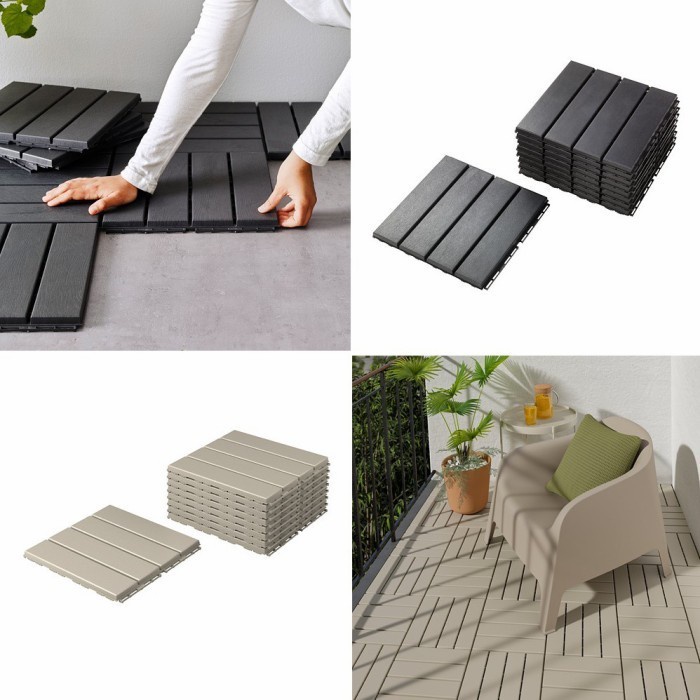 Jual Runnen Ikea Decking tile lantai bongkar pasang dark grey dan Beige ...