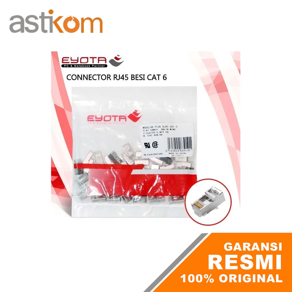 Jual Konektor RJ 45 Connector RJ45 CAT6 Eyota Besi Cat 6 Pack 50Pcs | Shopee Indonesia