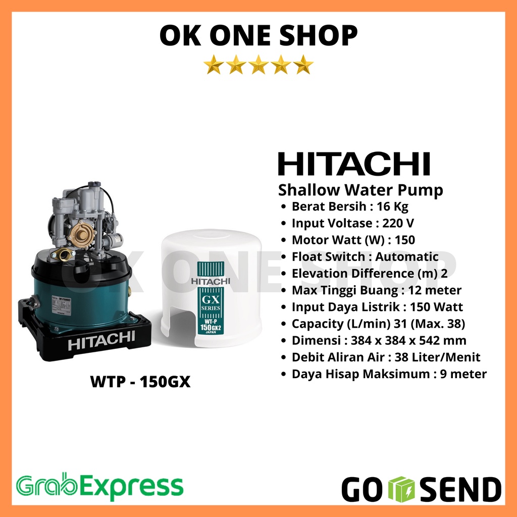 Jual HITACHI Pompa Air WTP-150GX | Shopee Indonesia