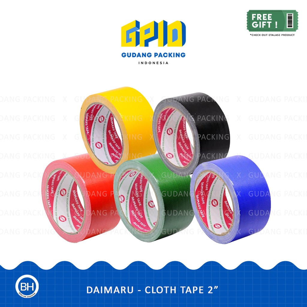 Jual DAIMARU - Lakban Kain Cloth Tape Hitam & Warna 2 inch 48mm x 12 m | Shopee Indonesia