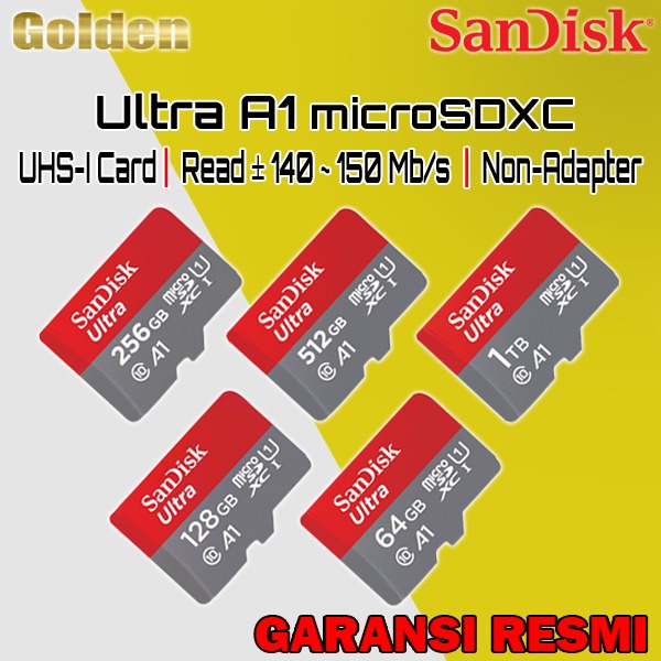 Jual Sandisk Ultra A1 Microsd 140MBS 150MBS 32gb 64gb 128gb 256gb Garansi Resmi | Shopee Indonesia