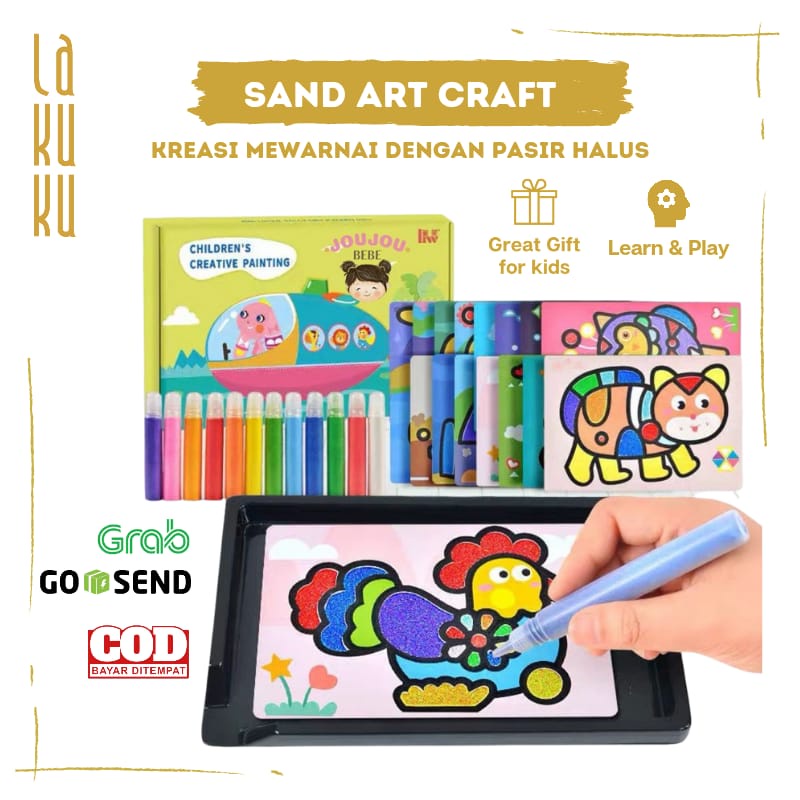 Jual Lakuku - Kreasi mewarnai pasir halus 1 box 12 warna sand art and ...