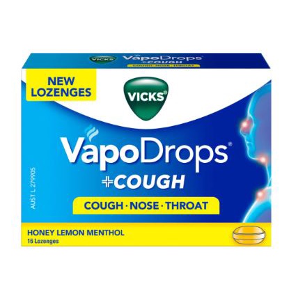 Jual Vicks VapoDrops+Cough Honey Lemon Menthol Permen 16 Lozenges ...