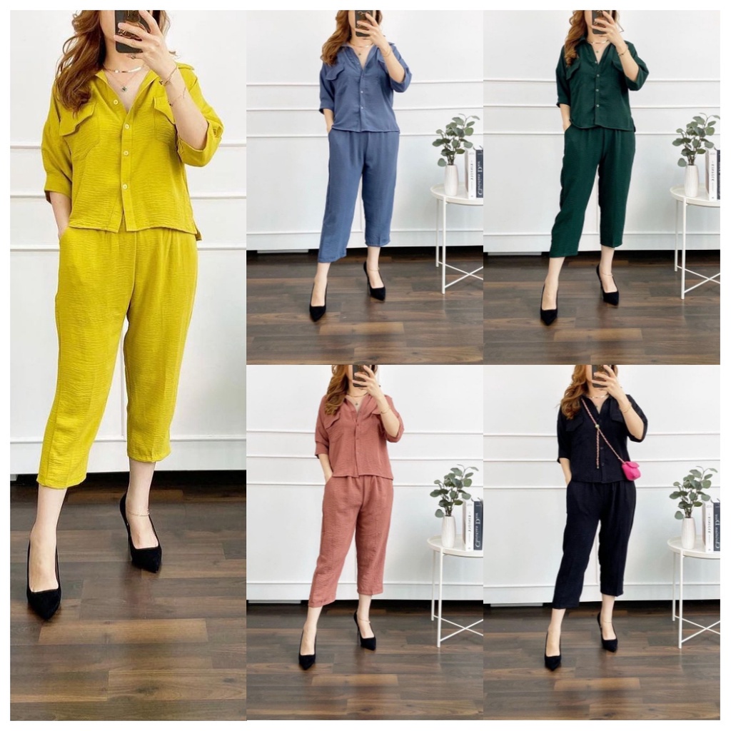 Jual STELA ONE SET // SETELAN CRINCLE WANITA VARIASI POCKET | Shopee ...