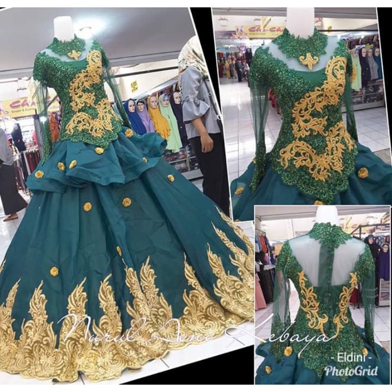 Jual Gaun Pengantin Ijo Botol Payet | Shopee Indonesia