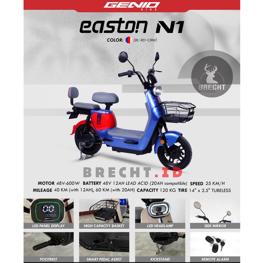 Jual Sepeda Listrik E-Bike Genio Easton N1 By United 48V 600W | Shopee ...