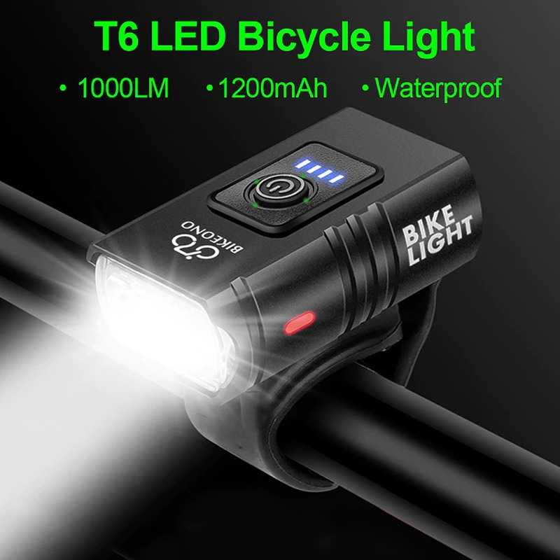 Jual Lampu Sepeda LED T6 Bike Light USB Charge 6 Mode 1000lm BK60 ...