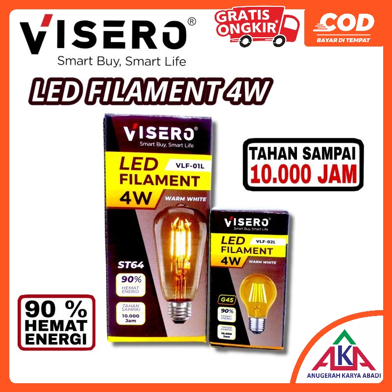 Jual Lampu Cafe LED Filament Edison 4W VISERO VLF 01L 02L | Shopee ...