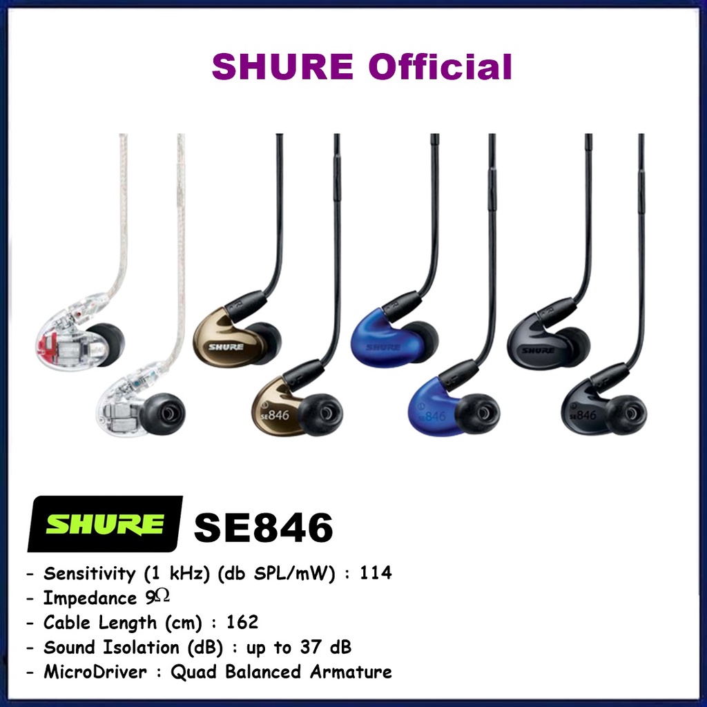 Jual Shure SE846 SE 846 SE846BA Professional Sound Isolating Earphones ...