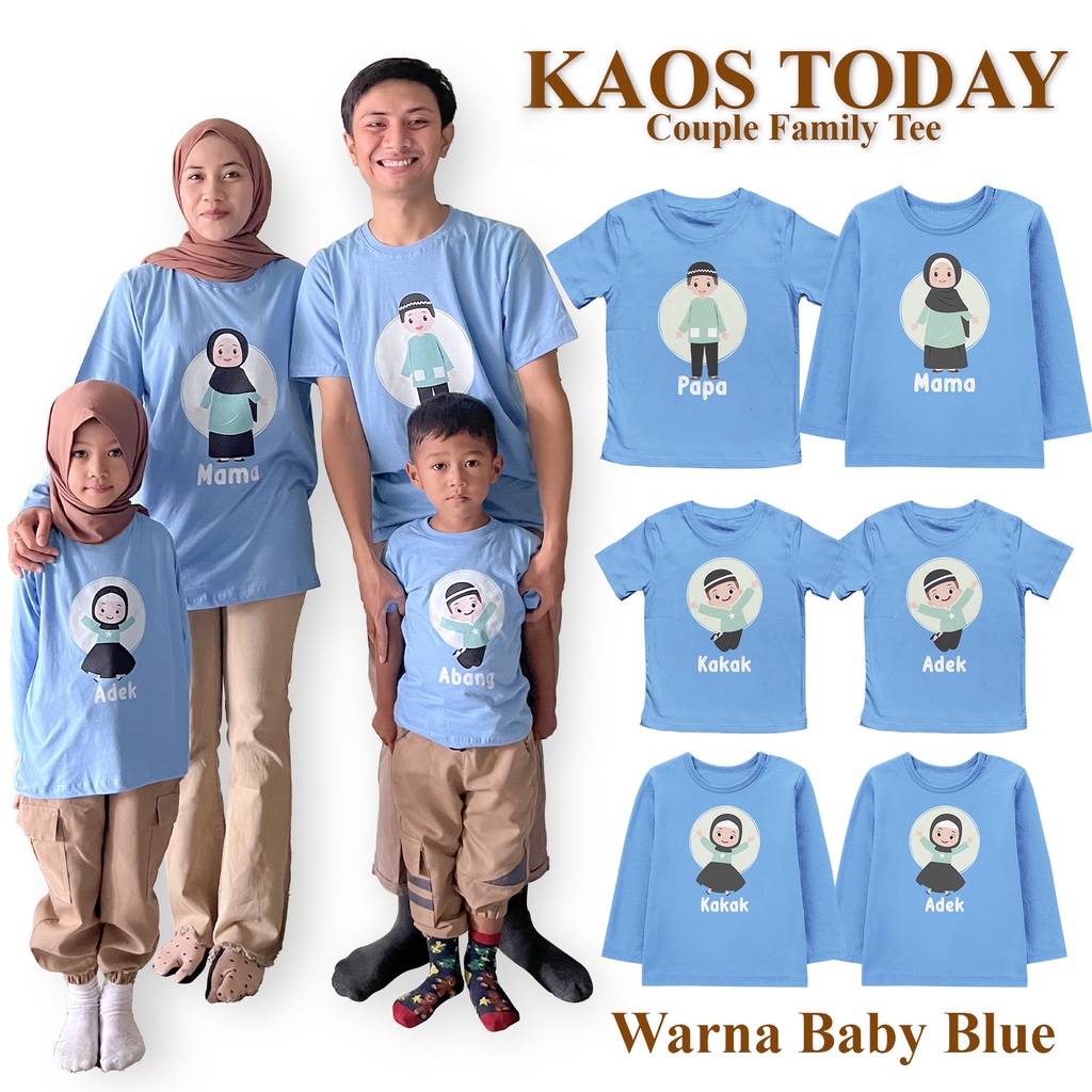 Jual Kaos Seragam Couple Family Team Baby Blue Anak Dewasa Lengan ...
