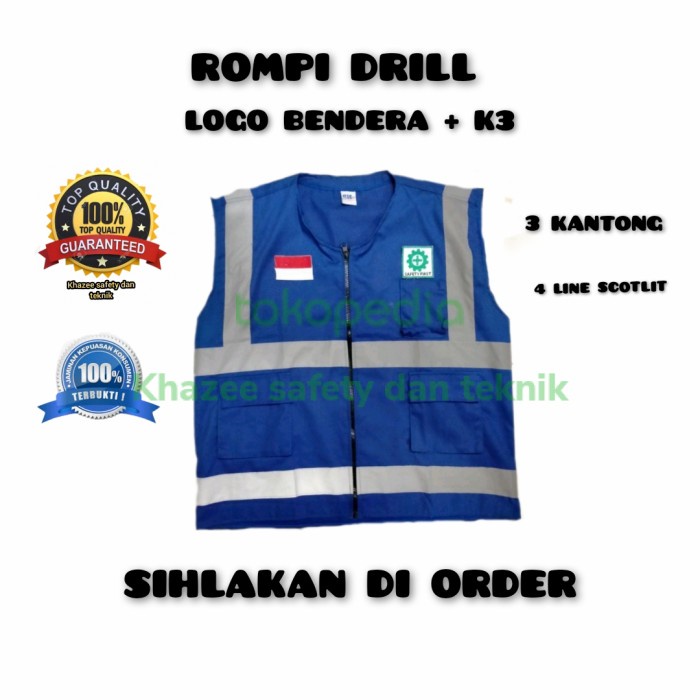 Jual Rompi Rompi Safety Biru Bca / Rompi Drill / Rompi Safety Drill ...
