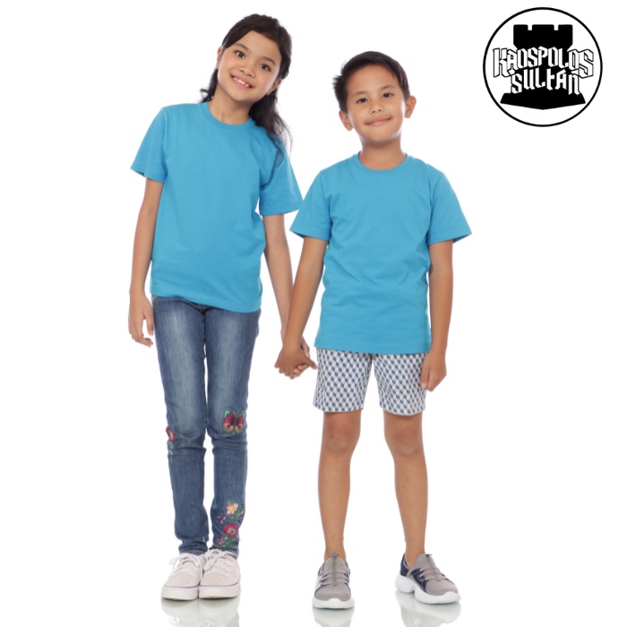 Jual Baju Kaos Polos Anak Usia 2 Tahun sampai 13 Tahun Warna Biru Turkish | Kaos Polos Anak ...