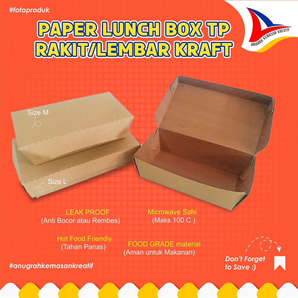 Jual Paper Lunch Box Technoplastika Rakit Kraft (50 Pcs) / Kotak Makan ...