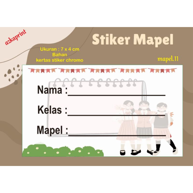 Jual PER 20 PCS CETAK STICKER MAPEL / STICKER CHROMO /STICKER NAMA DI ...