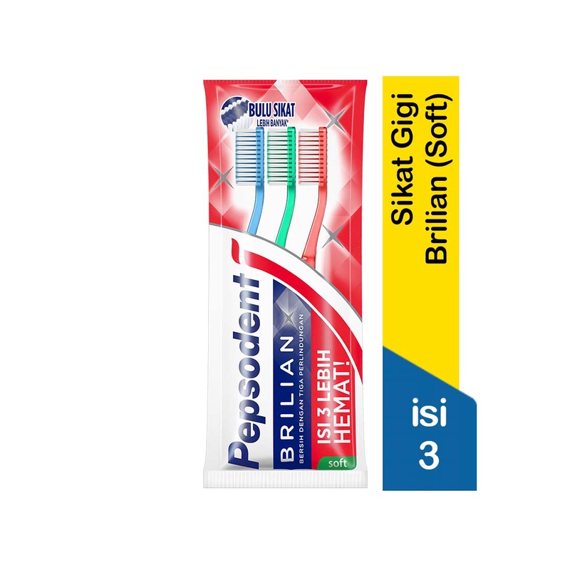 Jual Sikat Gigi Pepsodent Brilian Soft / Triple Clean isi 1pcs atau ...