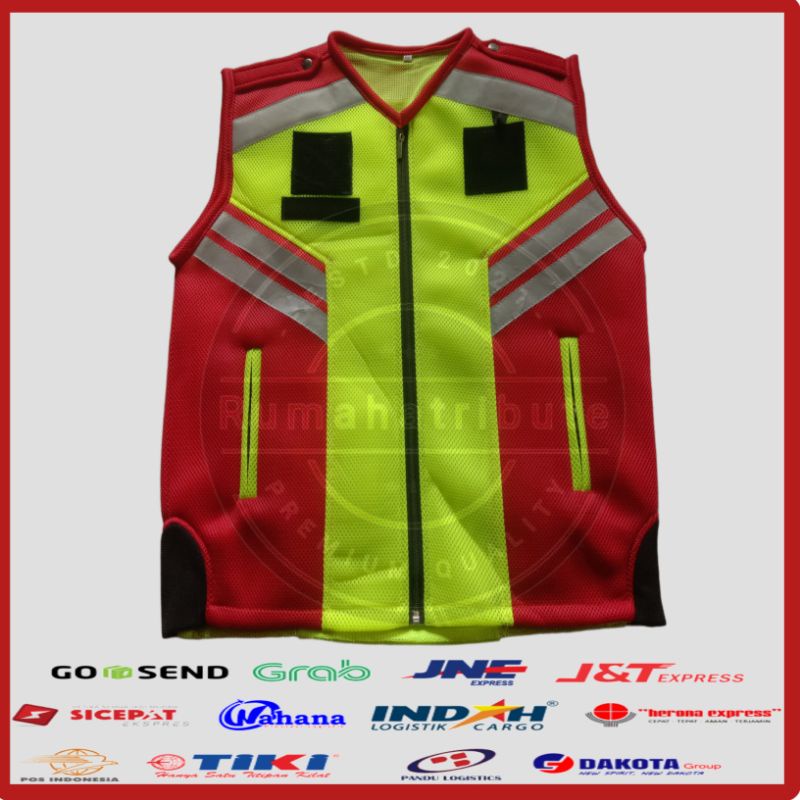 Jual Rompi Proyek | Rompi tebal warna merah bahan double mes | Shopee ...