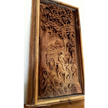 Jual Pajangan Dinding Relief Kayu Jati Utuh Tema Lukisan Desa Tempo Dulu | Shopee Indonesia