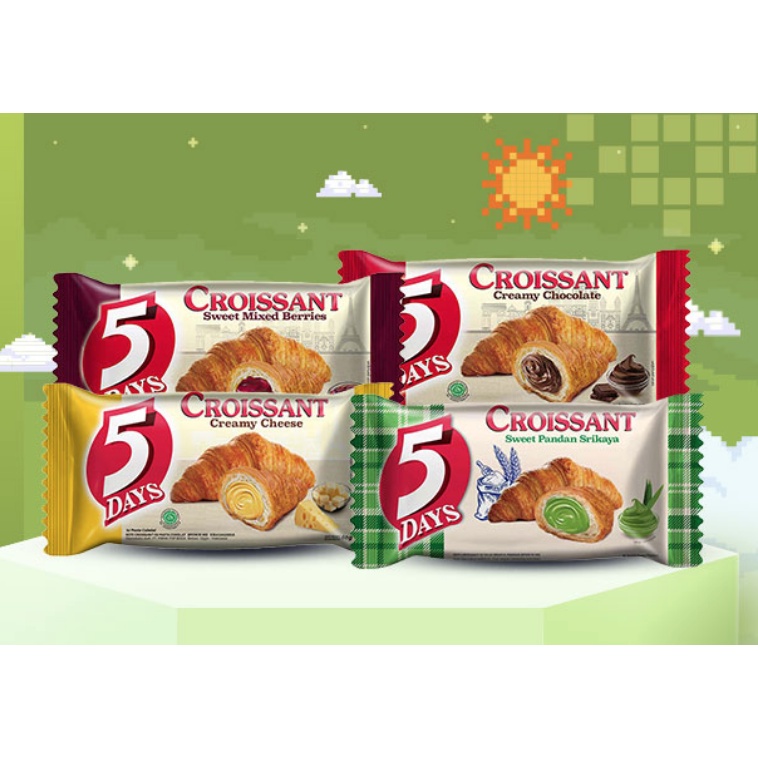 Jual 5 DAYS CROISSANT PEANUT BUTTER PANDAN SRIKAYA CHEESE COKLAT ...