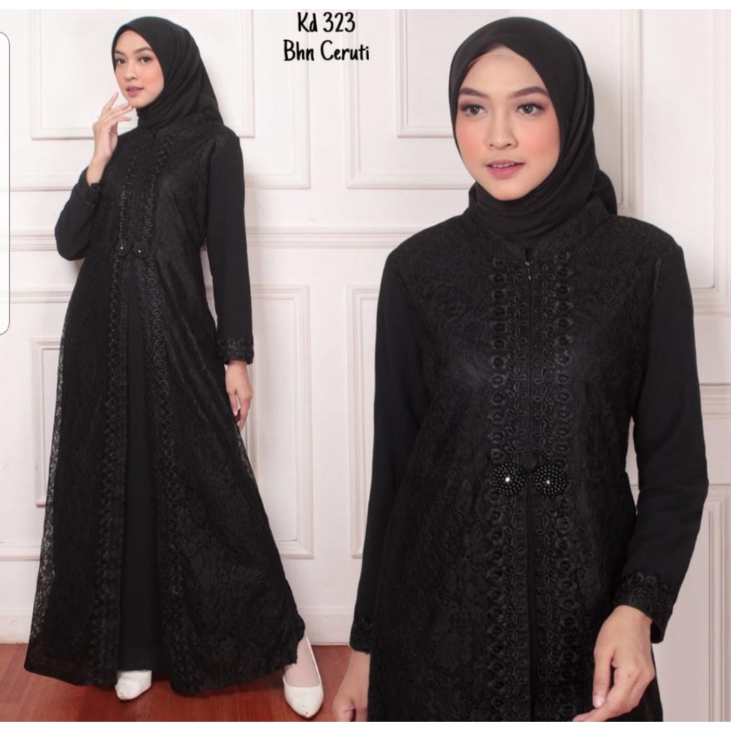 Jual Gamis Hitam & Putih Wanita BAhan SERUTI BURKAT | Shopee Indonesia