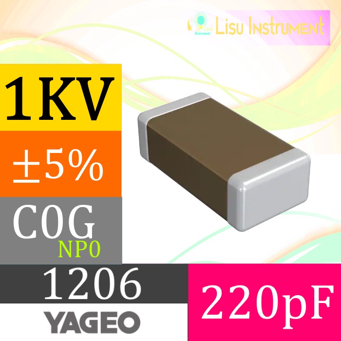 Jual 220pF ±5% 1kV NP0 C0G 1206 3216(mm) SMD Multilayer Ceramic ...