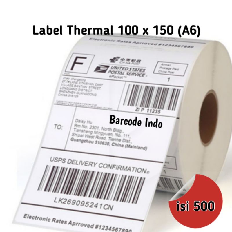 Jual Label Kertas Thermal 100 x 150 Label Resi A6 isi 500 Label Pengiriman | Shopee Indonesia
